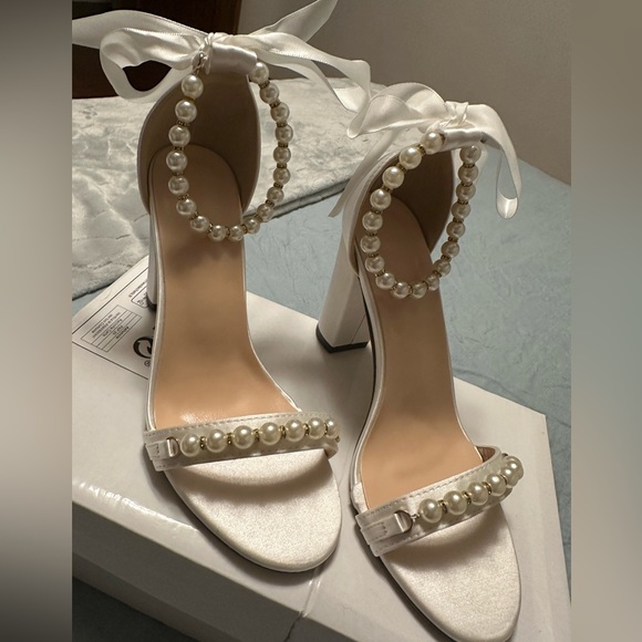 SHEIN | Shoes | Shiny White Pearl Heels | Poshmark